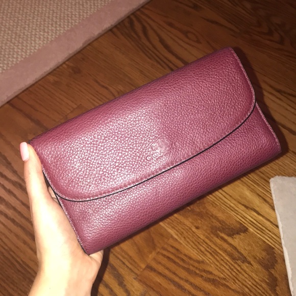 Coach | Bags | Coach Wine Colored Leather Wallet | Poshmark